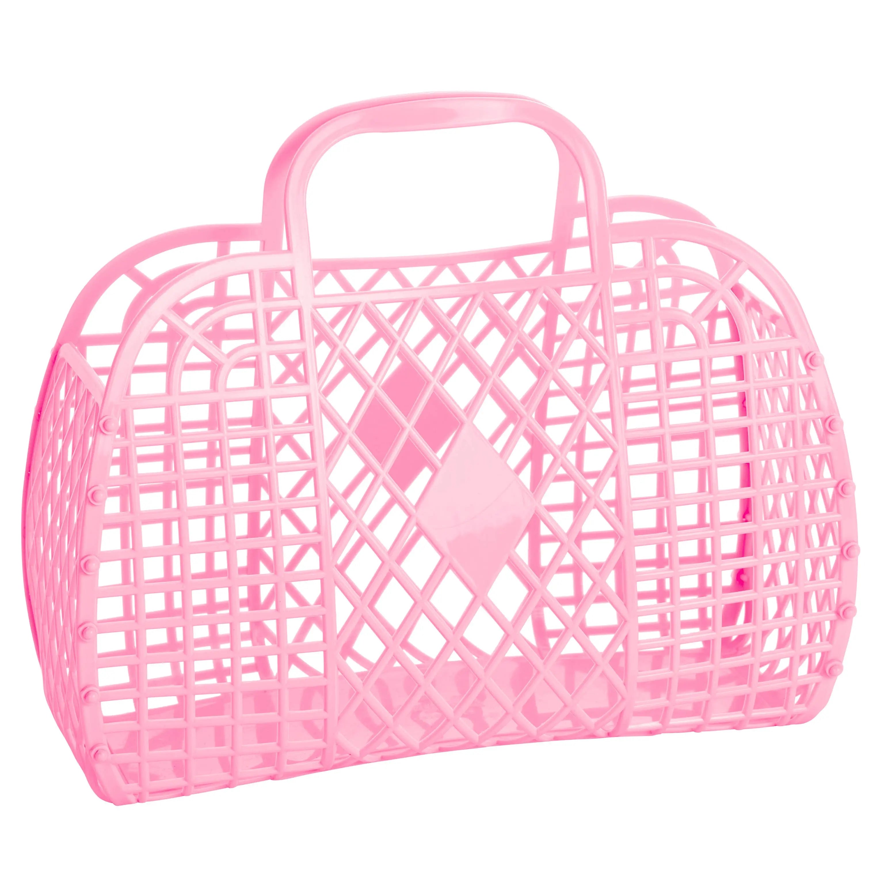 Sun Jellies - Retro Basket Jelly Bag - Large: Bubblegum Pink - The