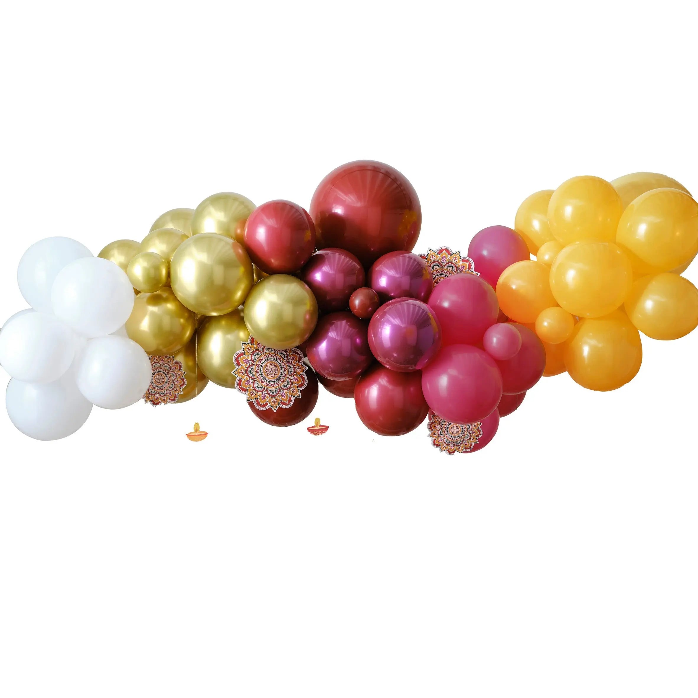 Diwali Balloon Arch Kit with Fans and Tealight Card Decorations - The